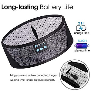 PrettyCare Sleep Headphones Headband, Soft Sleeping Wireless Music Sport Headbands Eye Mask Perfect for Side Sleepers, Sleeping, Workout, Jogging, Insomnia, Air Travel, Meditation Grey