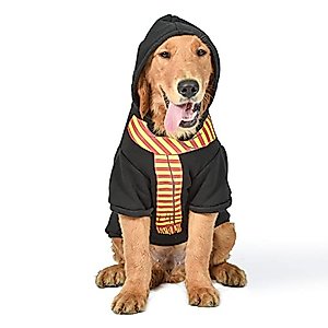 HARRY POTTER Harry Potter: Gryffindor Pet Hoodie with Faux Scarf - X-Small | Accessories for Dogs| Dog Accessories for Hogwarts Houses, Gryffindor, Black (FF23352)