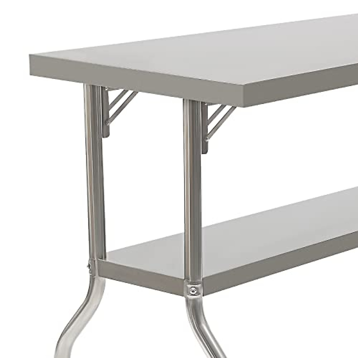 Fetcoi Folding Commercial Worktable Workstation, Stainless Steel Table for Prep & Work, 48 x 25 x 33.5 Inch Heavy Duty Folding Table Work Table for Kitchen Restaurant, 1100 lbs Load