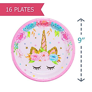 oneBest Unicorn Plates and Napkins, 16 Serves