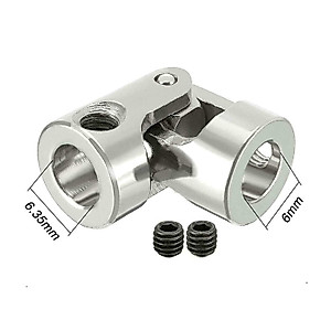 Hobbypower 2 Pcs Universal Joint Coupling Steering Connector Adapter 6mm to 6.35mm 1/4" for Remote App Controlled Vehicles