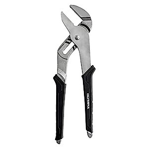 Olympia Tools 12-Inch Tongue and Groove Pliers, Straight Jaw Pliers with Cushion grip, 7 Jaw positions, 2.7" Jaw Capacity