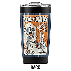 Logovision Tom and Jerry Toast! Stainless Steel Tumbler 20 oz Coffee Travel Mug/Cup, Vacuum Insulated & Double Wall with Leakproof Sliding Lid | Great for Hot Drinks and Cold Beverages