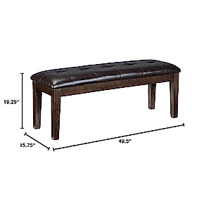 Signature Design by Ashley Haddigan Traditional Upholstered Dining Room Bench, Dark Brown