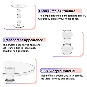 BTLSWI Acrylic Side Table, 16 x16 x 23 inches, Round Accent Pedestal End Tables, Acrylic Furniture Modern Clear Lucite Table for Living Room Bedroom Small Spaces, Easy Assembly