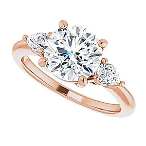 925 Silver, 10K/14K/18K Solid Gold Moissanite Engagement Ring, 2.0 CT Round Cut Handmade Solitaire Ring, Diamond Wedding Ring for Women/Her Anniversary Birthday Ring, Propose Gift, VVS1 Colorless Ring