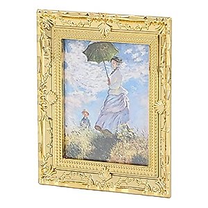 CUTULAMO Miniatures Oil Painting, Exquisite Acrylic Beautiful Miniatures Art Painting High Light Transmission for Girls for 1:12 Miniature Doll House(Umbrella Girl)