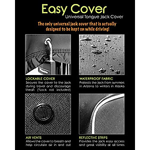 Trailersphere Easy Cover Universal Electric Tongue Jack Protective Cover for Trailer, RV, Camper, Sun and Waterproof