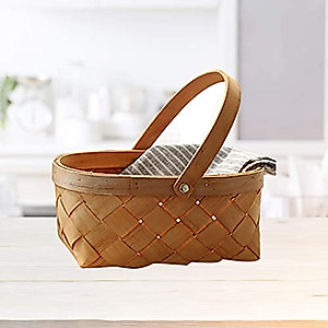 Rattan Basket Seagrass Basket Portable Rattan Storage Basket Wooden Woven Basket with Handle Storage Container ( Small )