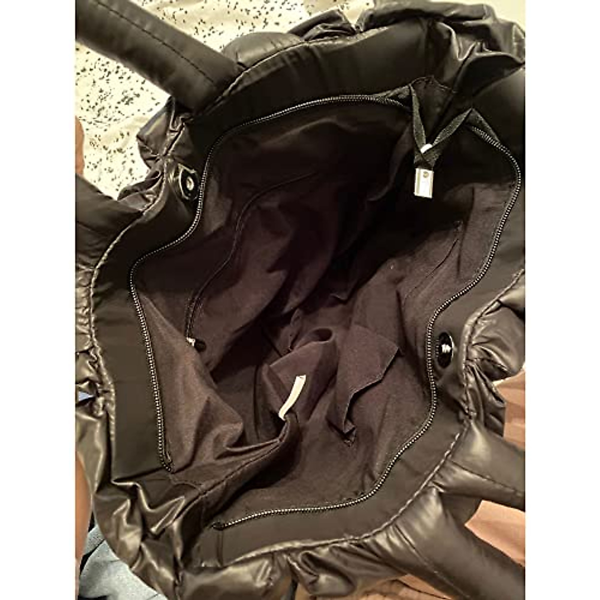 BDSX Large Puffer Tote Bag, Trendy Luxury Chic Quilted Cotton Padded Designer Handbags for women, Winter Soft Puffer Shoulder Bag Nylon Down Pillow Bag Women's Handbags & Shopper Bag (White)