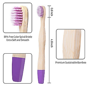 10 Pack Toddler Bamboo Toothbrushes, Extra Soft Color Spiral Bristle Suitable for Age 3+ Kids, Biodegradable Natural Wooden Toothbrush