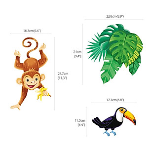 DECOWALL DWL-2013 Monkeys in Jungle Wall Stickers Wall Decals Peel and Stick Removable Wall Stickers for Kids Nursery Bedroom Living Room d?cor