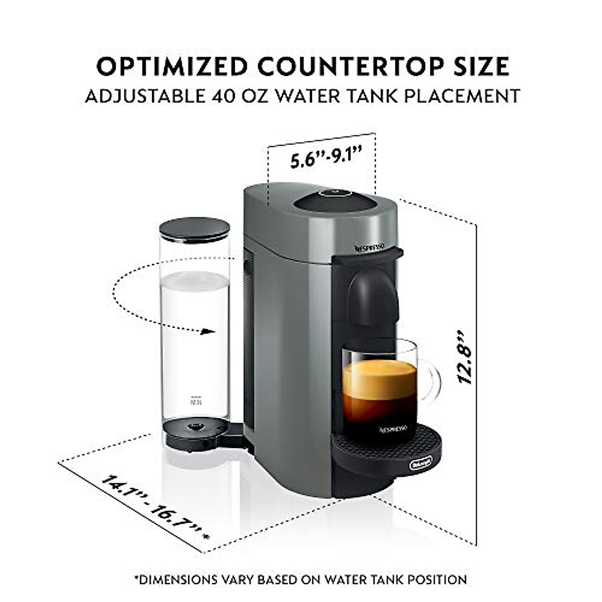 Nespresso VertuoPlus Coffee and Espresso Machine Bundle by De'Longhi with Vertuoline Variety Pack Coffees included