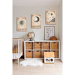 Tarot Canvas Prints Wall Art, Wiccan Art Wall Decor, Astrology Wall Decor, The Sun, Moon and Star Tarot Aesthetic Bohemian Wall Art, Celestial Canvas Prints, Mystical Home Decor, Astrology Posters Framed Ready to Hang