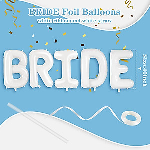 MEYSIMOON 40 inch BRIDE Balloons for Bachelorette Party Decorations White Large Bride Balloon for Bride to Be Bridal Shower Party Decor