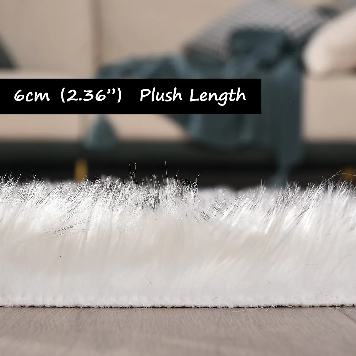 Goolela Sheepskin Rug 4x6 Faux Fur Rug White and Grey Tips Rug Fluffy Carpet Shag Rug for Living Room Bedroom Washable Fuzzy Rug Teen Room Decor Home Decor Large Rug, Sheepskin