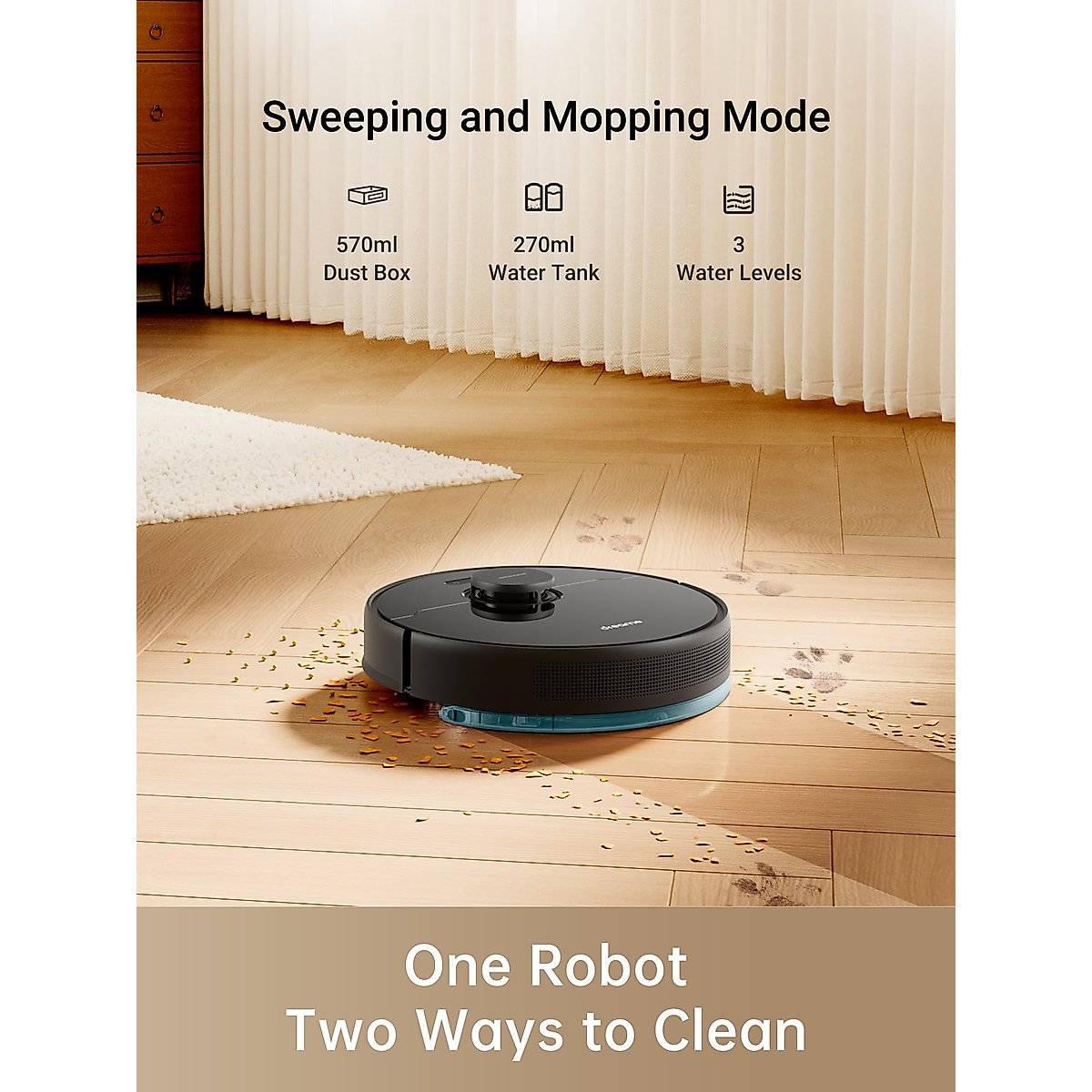 dreame D9 Max Robot Vacuum and Mop Combo, LiDAR Navigation, 4000Pa Strong Suction Power, 180mins Runtime, 2-in-1 Sweep and Mop, Compatible with Alexa