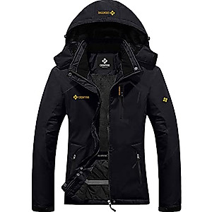 GEMYSE Women's Mountain Waterproof Ski Snow Jacket Winter Windproof Rain Jacket(Black，X-Large)
