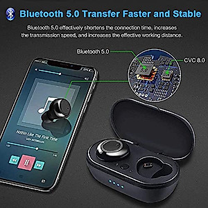 SUPERKKY Bluetooth Headset, 5.0 Wireless Headset 140 Hours Battery Life, in-Ear Earbuds IP7 Waterproof Headset, Enhanced bass, Bluetooth Sports Headset high-Definition Microphone, LED Display, Black