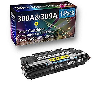 1-Pack (Yellow) Compatible 3550 Printer Toner Cartridge High Capacity Replacement for HP (Q2672A) 308A Toner Cartridge