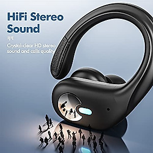 Wireless Earbuds Bluetooth Headphones 80Hrs Playback with LED Diaplay Wireless Charging Case Noise Cancelling Ear buds with Earhooks, IPX7 Waterproof Over Ear Earphones for Sports Running Workout