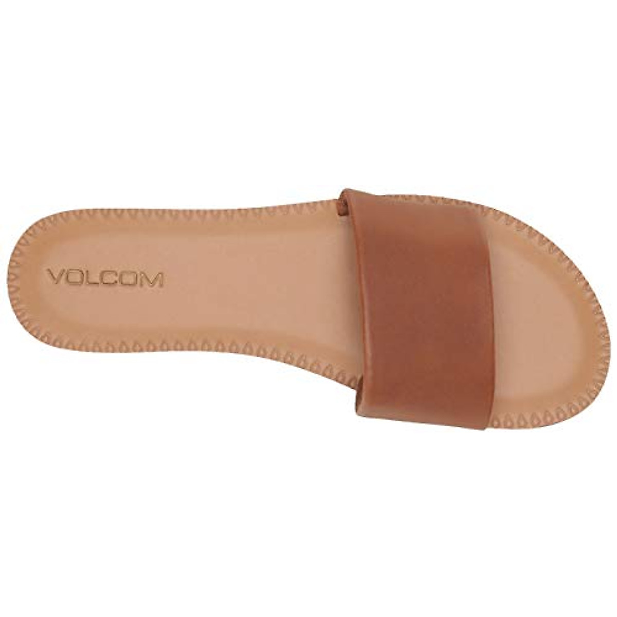 Volcom Women's Simple Synthetic Leather Strap Slide Sandal, Tan, 5 B US