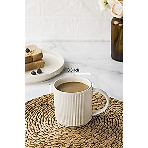 famiware 4 Pieces Coffee Cups, 12 oz Catering Mug with Handle for Coffee, Tea, Cocoa, Milk, Matte White