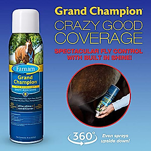 Farnam Grand Champion Fly Repellent for Horses, Plus Coat Conditioner for Show Ring Shine, 15-Ounce Non-Aerosol Spray Bottle (100528258)