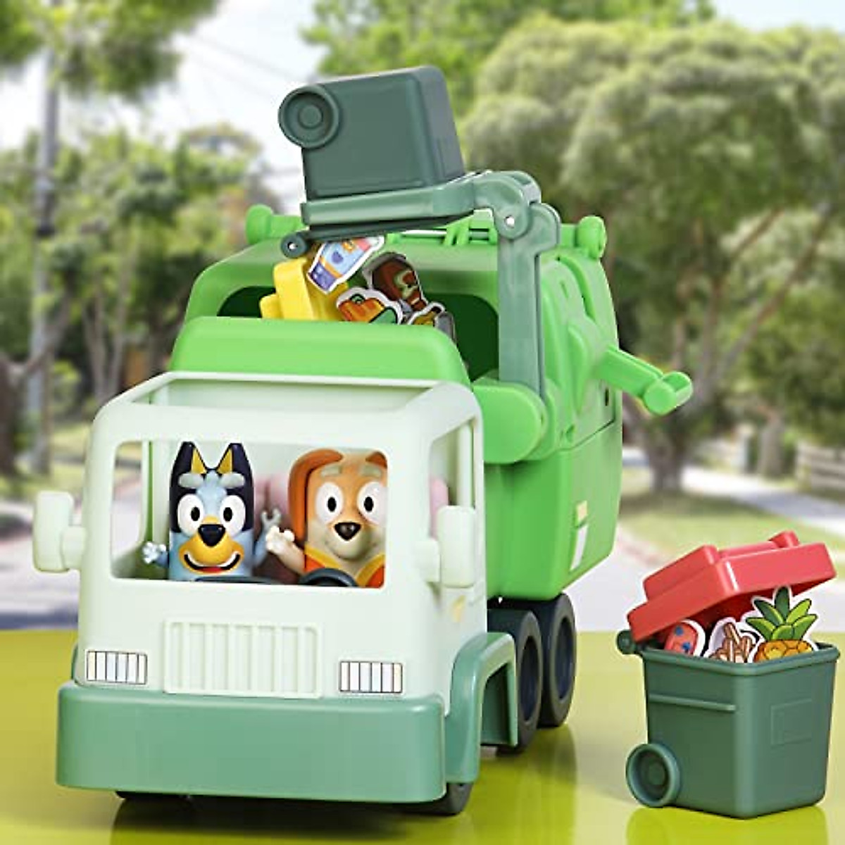 Garbage Truck - 2.5" Bluey and Bin Man poseable Figures with Playset, Multicolor