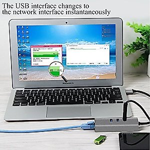 MINIX NEO-C-UEGR, Aluminium USB-C to 3-Port USB 3.0 and Gigabit Ethernet Adapter - for Windows, Mac and Chrome OS, Grey