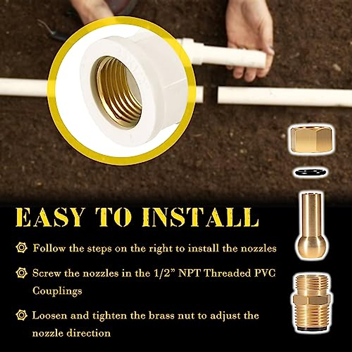 usvehj Swimming Pool Spa Brass Deck Jet Nozzle 590041 R0560400 Replacement for Zodiac Deck Jet Water Design-1/2 NPT (4-Pack)