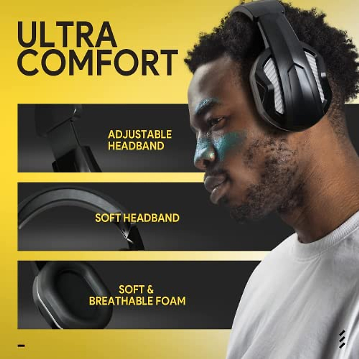 HOPEMATE Wired Headphone, LED Lights, Soft Earmuffs, Over-Ear Headphone with Adjustable Headband, Compatible with Multi-Platforms