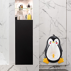 Boy Pee Potty with Aiming Potty Training Urinal Penguin Training Urinal Boy Urinal Toddler Pee Trainer Toilet Bathroom Funny Baby Training Potties (Black)
