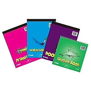 Roaring Spring Kid's Art Variety Pack, One Each - Doodle Pad, Drawing Pad, Sketch Book & Watercolor Pad, 4 Art Pads