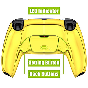 eXtremeRate Chrome Gold Faceplate & Programable Rise Remap Kit Compatible with ps5 Controller BDM-010 & BDM-020 - Controller NOT Included