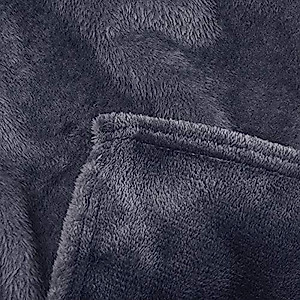 TROCHIN Fleece Blanket Throw Size Grey Lightweight Super Soft Cozy Luxury Bed Blanke（Dark Grey）