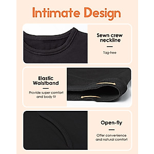 MANCYFIT Thermal Underwear for Boys Fleece Lined Long Johns Set Kids Base Layer Ultra Soft Black Large