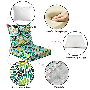 All Smiles Outdoor Seat Cushions for Patio Furniture Set of 24x24 Inch for Waterproof Replacement Cushions with Removable Cover for Chair Yard Garden Deck