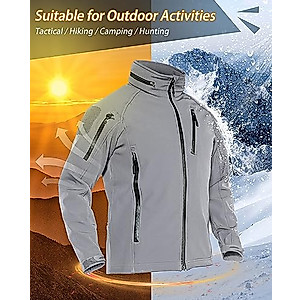 TACVASEN Men's Special Ops Military Police Duty Jacket Heavy Weight Waterproof Rain Coat for Men Warm Light Grey, L