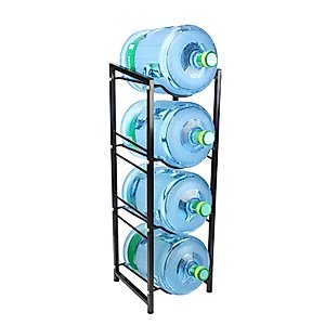 KCGANI Water Bottle Holder Cooler Jug Rack Organizer for 5 Gallon, Save Space Detachable Water Dispenser Stand Metal Water Jug Stand for Office Kitchen Public Place, 4-Tier