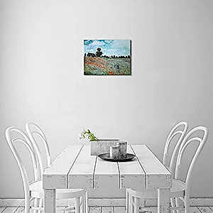 Wieco Art The Poppy Field Near Argenteuil Giclee Canvas Prints Wall Art of Claude Monet Famous Floral Oil Paintings Reproduction Classic Flowers Landscape Pictures Artwork for Bedroom Home Decorations