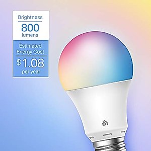 Kasa Smart Light Bulbs, Full Color Changing Dimmable Smart WiFi Bulbs Compatible with Alexa and Google Home, A19, 9W 800 Lumens,2.4Ghz only, No Hub Required, 4-Pack, multicolor (KL125P4)