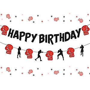 Boxing Birthday Party Decorations Banner Garland Wrestling Party Supplies Boxing Match Fight Sports Theme Boxer Birthday Party Decorations