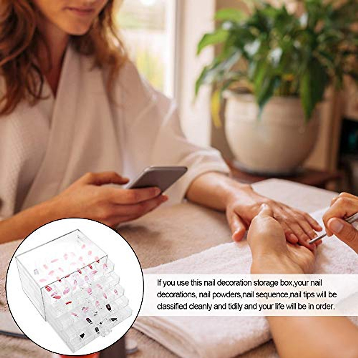 Nail Tip Storage,Nail Decoration Storage Box,120 Grids Sequence Organize Box Transparent Empty Nail Tips Organizer Holder Container Nail Display Jewelry Case