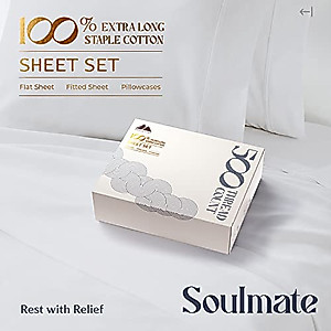 Mayfair Linen 100% Cotton Bed Sheets Queen Sheet Set - 500 Thread Count Sheets Queen Size 4 PC Set (Silver), Soft, Cooling, Hotel-Quality 16" Deep Pocket Sateen Cotton Bedsheet for Hot Sleepers