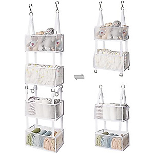 GRANNY SAYS Bathroom Door Organizer, Back Door Storage Organizer, Hanging Closet Door Organizer with 4 Clear Window Pocket, Organization for Nursery Bedroom Pantry, White, 1-Pack