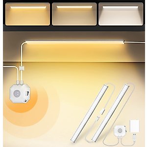 MATICOD Under Cabinet Lights, 3 Colors Motion Sensor Light Indoor Under Cabinet Lighting with Warm White Cold White Daylight, Under Counter Lights for Kitchen LED Closet Lights