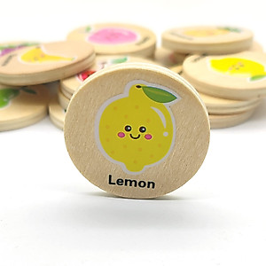 Pualsol Wooden Memory Game for Kids.20PC Memory Matching Games for Toddlers 2-4 Years.Preschool Game Memory Card Toy.Matching Games for Toddlers 1-3(Fruit)