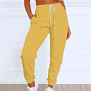 Womens Joggers Clothes Cotton Joggers with Pockets Comfy Sweats Elastic Waist Pants high Waisted Joggers Wide Leg Sweatpants Cotton Joggers Terry Sweatpants