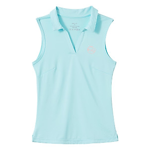 Willit Girls' Sleeveless Polo Shirts Golf Tennis Polo Lightweight Shirts Quick Dry Light Blue L